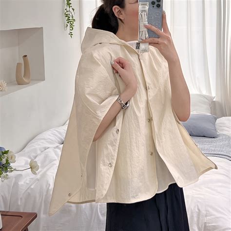 나일론 케이프 점퍼 장마철 코디 후드 우비 오버핏 여름 바람막이 에이블리