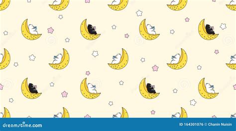 Bear Seamless Pattern Polar Bear Vector Moon Night Star Reading Book