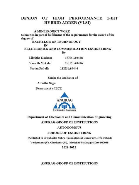 Design Of High Performance 1 Bit Hybrid Adder Pdf Logic Gate