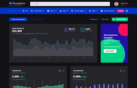 Plus Admin React React Admin Dashboard Template