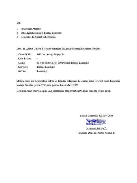 Surat Pernyataan Zero Report Bandar Lampung Pdf