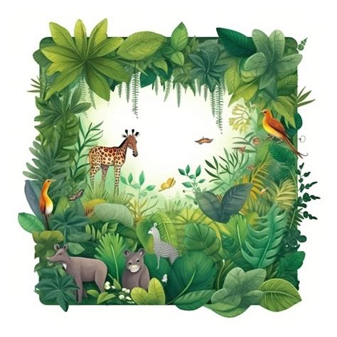 Premium Ai Image High Quality Clean And Clear Jungle Square Frame White