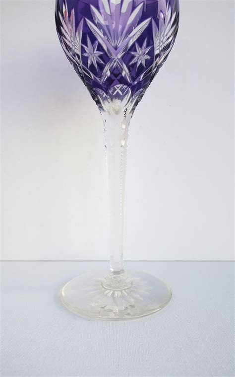 Euro Czech Colorful Cut To Clear Wine Or Cocktail Glasses Set Of 3 For