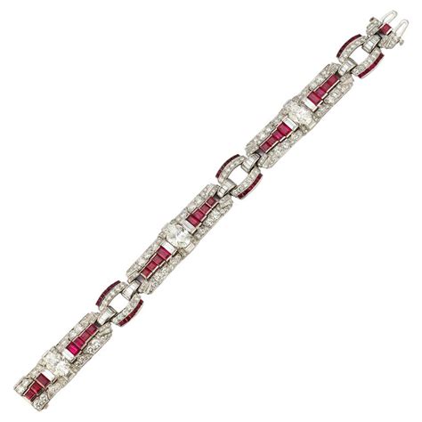 Raymond Yard Ruby And Diamond Art Deco Bracelet For Sale At 1stdibs