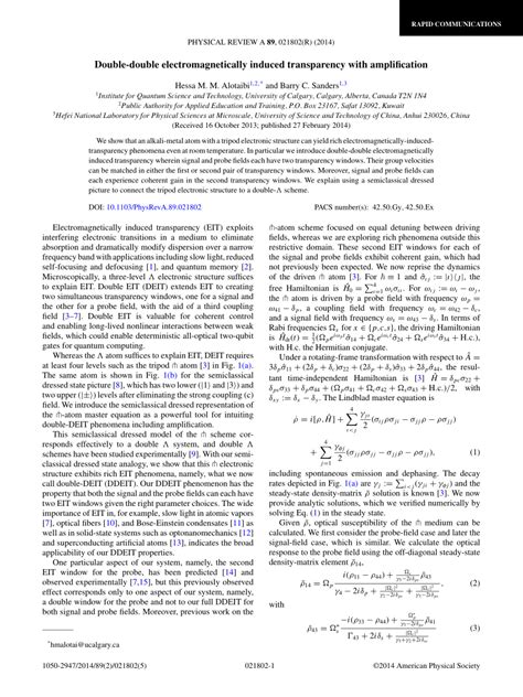 Pdf Double Double Electromagnetically Induced Transparency With