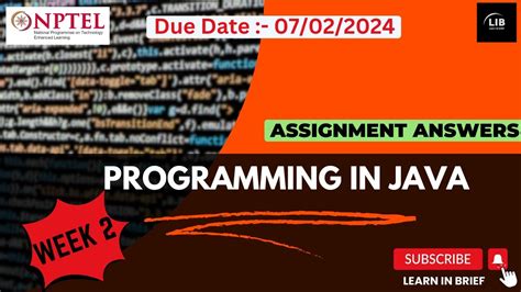 Programming In Java Week Quiz Assignment Answers Nptel Learn