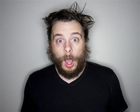 Bearded Man Looking At The Camera Shocked Stock Image Image Of Casual