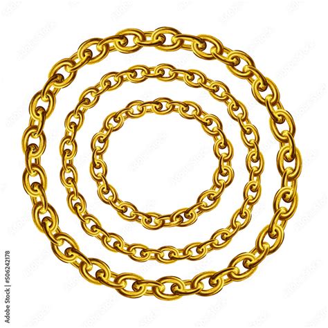 Golden Chain Round Border Frame Wreath Gold Circle Shape Realistic