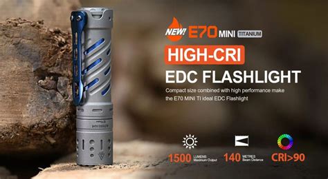 Lampe Torche Acebeam E70 Mini Ti Titane High Cri 90 1500 Lumens Edc