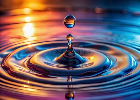 A Mesmerizing Macro Shot Of A Water Droplet Making Contact With A Calm Surface Creating Ripples