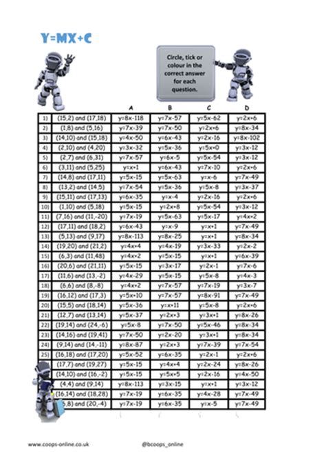 Y Mx C Multiple Choice Others Teaching Resources