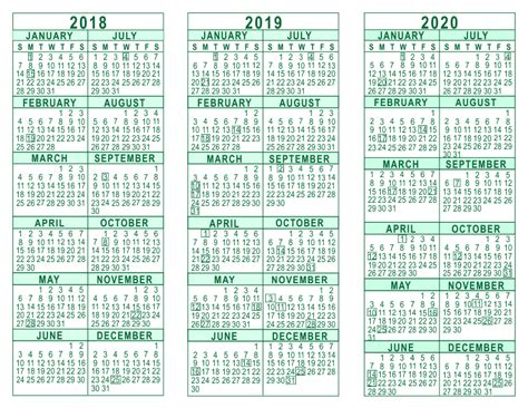 Three Year Calendar Template Hq Printable Documents