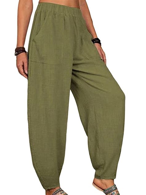 Sexy Dance Womens Plus Size Summer Linen Cotton Loose Pants Cropped