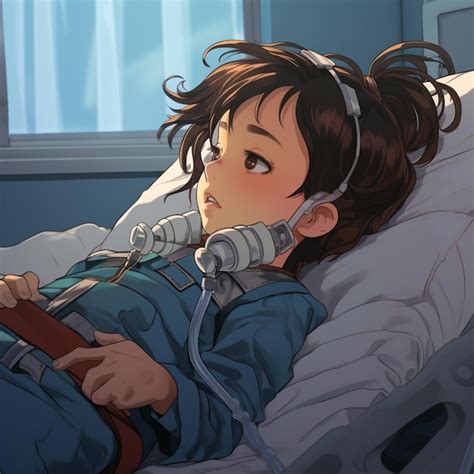Premium Photo Anime Girl Laying In Bed With Headphones On And
