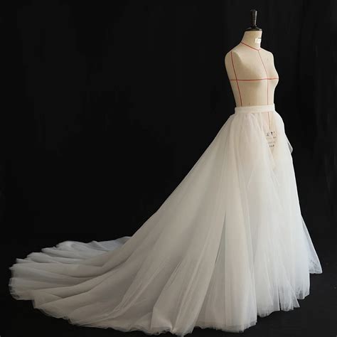 Falda Larga Desmontable Con Imagen Real Para Vestido De Novia Cola De