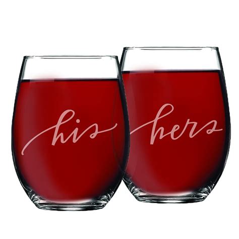 His And Hers Glasses His And Hers Wine Glass Set His And Etsy