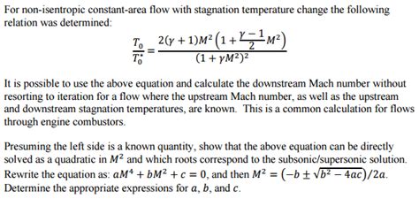 For Non Isentropic Constant Area Flow With Stagnation