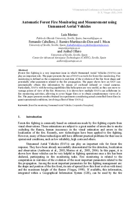 (PDF) Automatic Forest Fire Monitoring and Measurement using Unmanned AerialVehicles