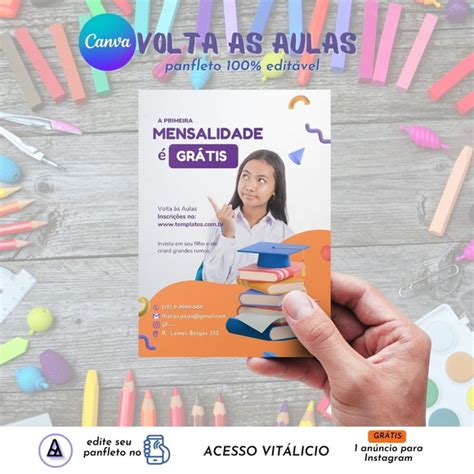 Arquivo Digital Template Canva Panfleto Para Escola Elo7