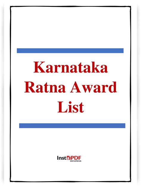 Karnataka Ratna Award List Pdf Instapdf