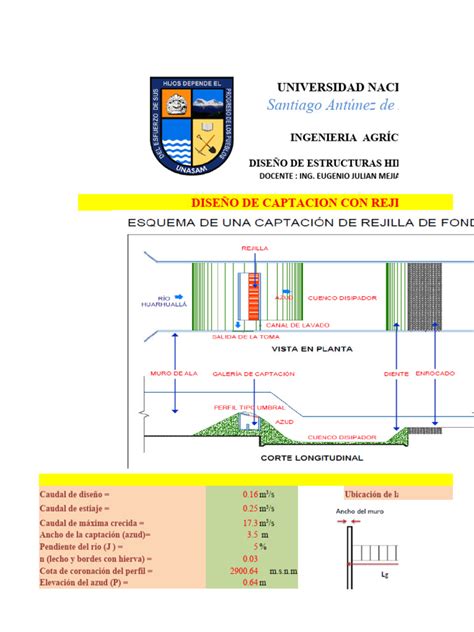 Captacion Con Rejilla De Fondo Pdf Pendiente Agua