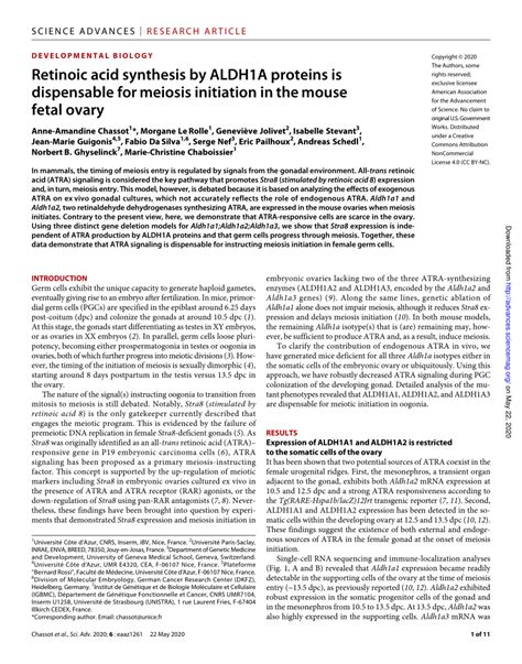 Pdf Retinoic Acid Synthesis By Aldh1a Proteins Is Dispensable For