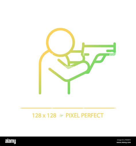 2d Thin Line Pixel Perfect Gradient Shooting Stance Icon Stock Vector
