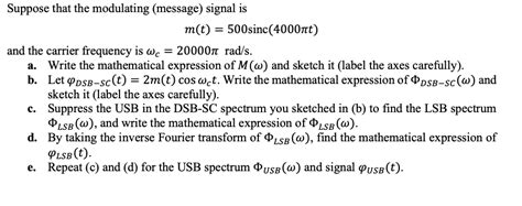 Solved Suppose That The Modulating Message Signal Is Chegg