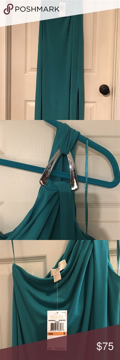 Long Michael Kors Island Blue Teal Dress Teal Dress Kors Dress