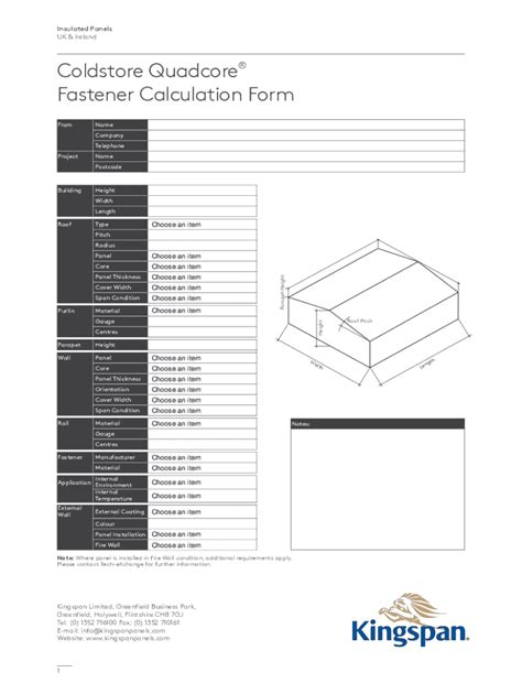 Fillable Online Coldstore Quadcore® Fastener Calculation Form Fax Email Print Pdffiller