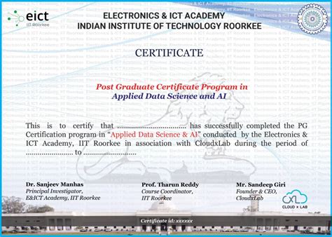 Post Graduate Certificate Program In Applied Data Science AI E ICT