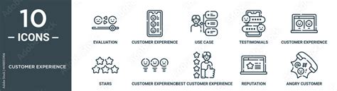 Customer Experience Outline Icon Set Includes Thin Line Evaluation Customer Experience Use