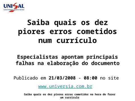 Ppt Saiba Quais Os Dez Piores Erros Cometidos Na Hora De Fazer Um