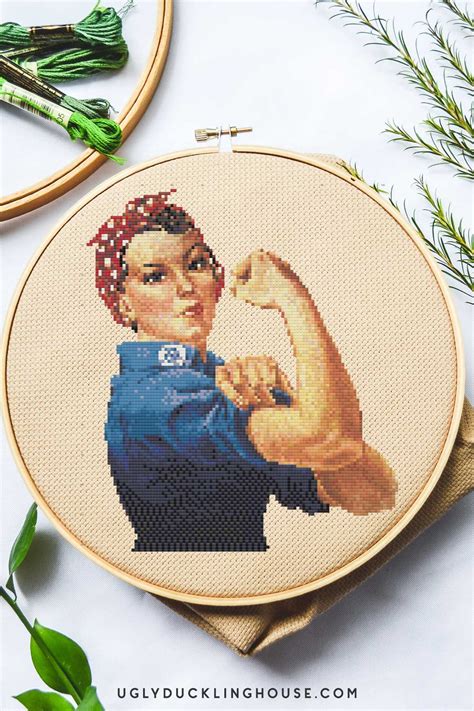 Rosie The Riveter Cross Stitch Etsy