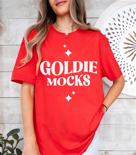Gildan 64000 Red Shirt Mockup G640 Red Tshirt Mockup Real Model