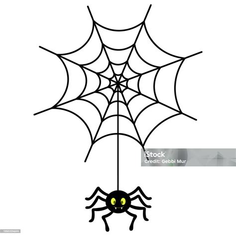 거미는 웹을 짜는다 실루엣 곤충은 얇은 실에 매달려 있습니다 영리한 사냥꾼 벡터 그림입니다 끈적 끈적한 피해자 함정 귀여운 이빨 사냥꾼의 매복 격리된 흰색 배경입니다 10