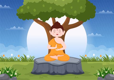 Happy Makha Bucha Day Template Hand Drawn Cartoon Flat Illustration