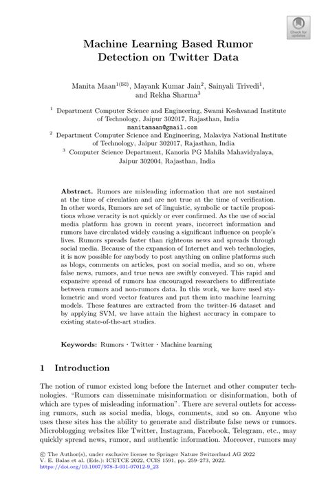 pdf machine learning based rumor detection on twitter data