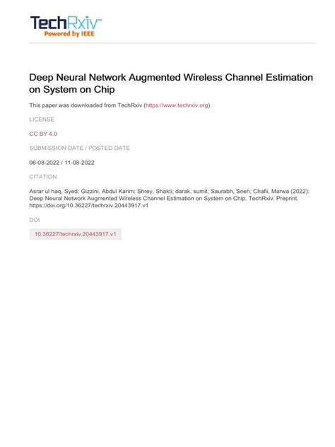 Ls Estimation Using Dl Pdf Deep Learning System On A Chip