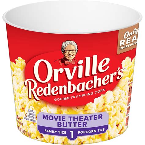 Orville Redenbachers Microwave Popcorn Tub Movie Theater Butter Flavor 2g Fiber Per Serving