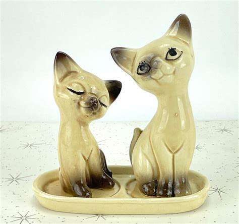Vintage Siamese Cats Shakers 50s Ceramic Cats Salt And Pepper Shakers