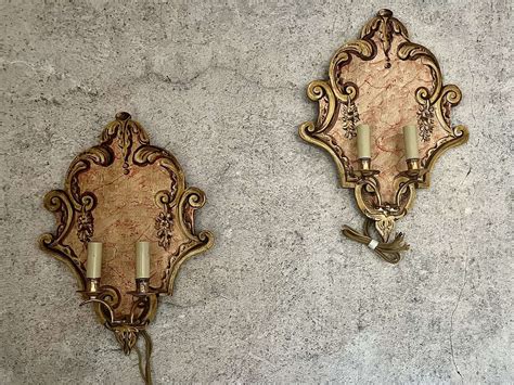 Vintage Hand Painted Wall Sconces