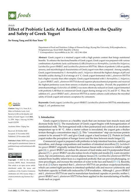 Pdf Effect Of Probiotic Lactic Acid Bacteria Lab On The Quality And