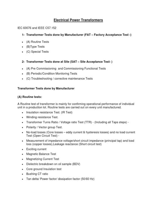 Transformer Testing Pdf Transformer Electrical Resistance And