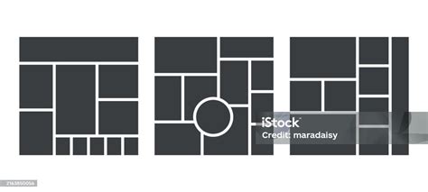 사진 콜라주 레이아웃 무드보드 템플릿 무드 보드 배경입니다 프레임 그리드 몽타주 모자이크 사진 앨범 이미지 그리드 정사각형 포스터 소셜 네트워크용 브로셔 디자인 벡터