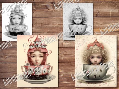 Teacup Cuties Vol 2 Coloring Set Printable Digital Download Etsy