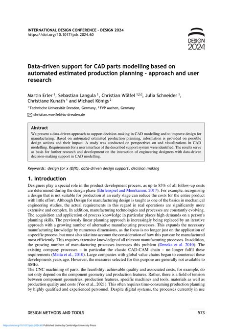 Pdf Data Driven Support For Cad Parts Modelling Based On Automated Estimated Production