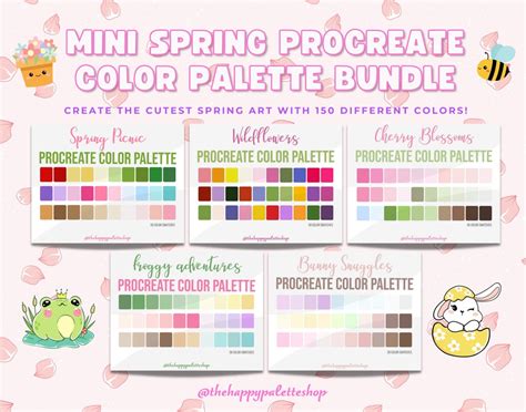 Cute Spring Procreate Color Palette Bundle Digital Art IPad Lettering Kawaii Procreate