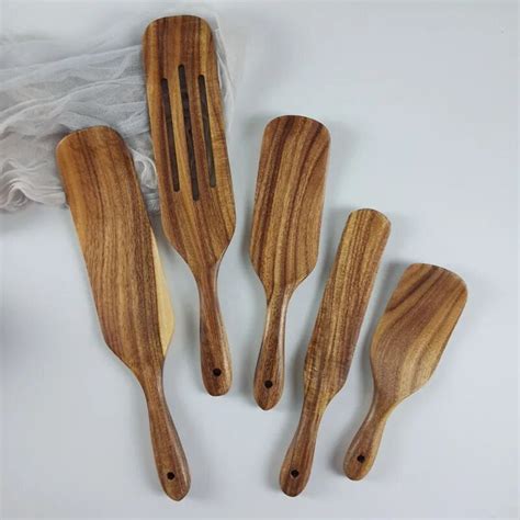 Badu Bg Комплект дървени шпатули Прибори за хранене Лъжица за ориз Лопатка за салата Скрепер за