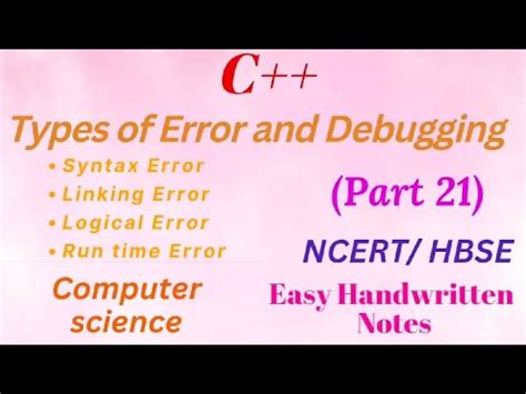 Types Of Error And Debugging Computer Science Class Th Unit Part YouTube